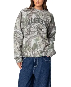 EDIKTED Cali Camo Sweatshirt