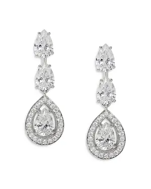 Nadri Radiant Pear Shape Zirconia Drop Earrings - Silver