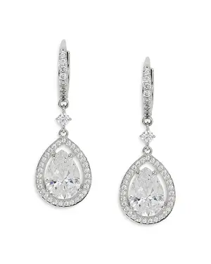 Nadri Radiant Pear Shape Zirconia Drop Earrings - Silver