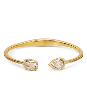 Nadri Cubic Zirconia Halo Cuff Bracelet - Gold