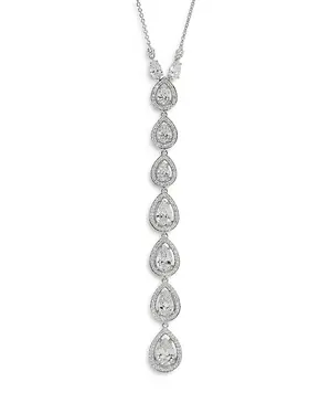 Nadri Radiant Cubic Zirconia Lariat Necklace - Silver