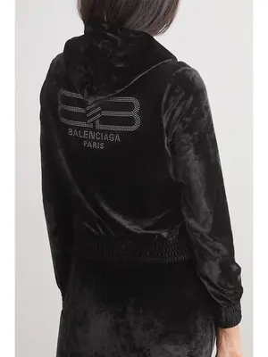 Balenciaga Embellished Crushed-velvet Hoodie