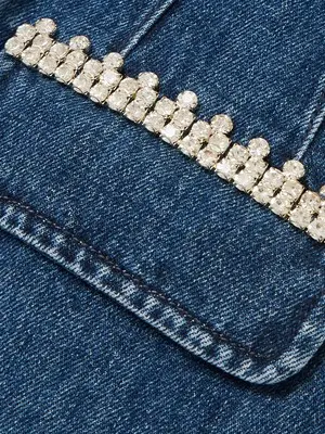 SELF-PORTRAIT Crystal-embellished Denim Mini Dress