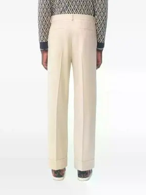 Valentino Garavani Gabardine Wool Trousers - Neutrals