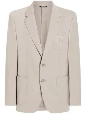 Dolce & Gabbana Logo-embroidered Blazer - Neutrals