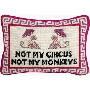 FURBISH Not My Circus Needlepoint Pillow Pink
