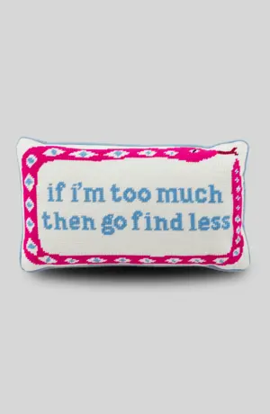 FURBISH Go Find Less Needlepoint Pillow - Blue