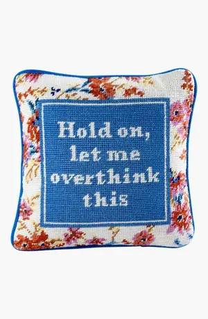 FURBISH Overthink This Needlepoint Pillow Blue