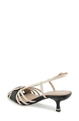 KENNETH COLE Glenda Slingback Sandal - Sand/black Patent