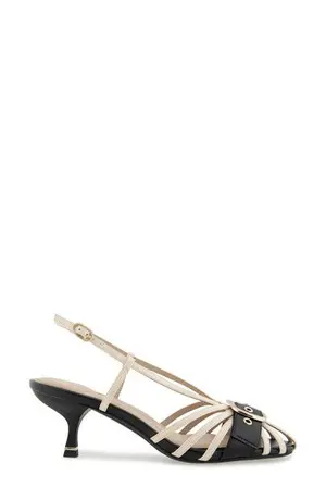 KENNETH COLE Glenda Slingback Sandal - Sand/black Patent