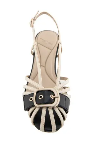 KENNETH COLE Glenda Slingback Sandal - Sand/black Patent