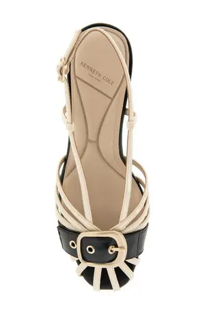 KENNETH COLE Glenda Slingback Sandal - Sand/black Patent