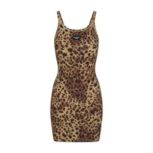 SKIMS Skims X Dolce&gabbana Cotton Rib Tank Mini Dress - Leopard