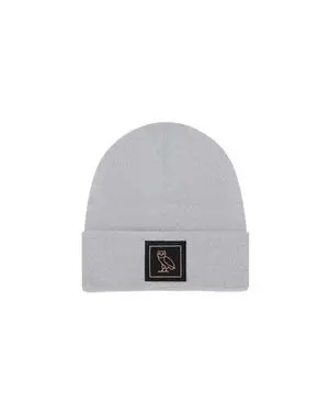 OVO Owl Badge Wool Beanie - Heather Grey