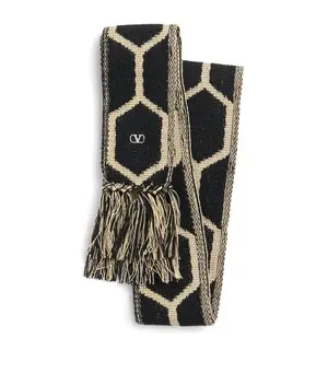 Valentino Garavani Cotton-blend Jacquard Scarf - Black