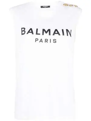 Balmain Printed Tank Top - White
