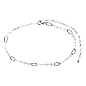 Ctm Pearl Chain Link Belt - Silver | Editorialist