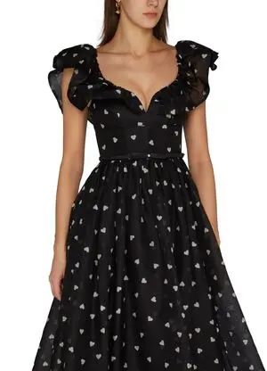 knee length dresses for ladies Zimmermann Crush Frilled V-Neck Midi Silver
