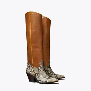 Tory Burch Western Tall Boot - Ranch Brown/natural Roccia