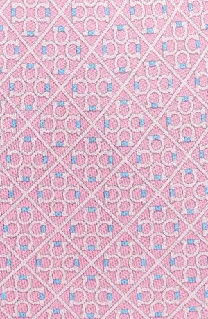 FERRAGAMO Gancini Print Silk Tie - Rosa