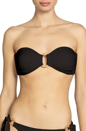 Robin Piccone Margot Ring Bandeau Bikini Top - Black