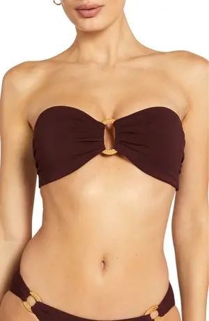 Robin Piccone Robin Piccone Margot Ring Bandeau Bikini Top Carob