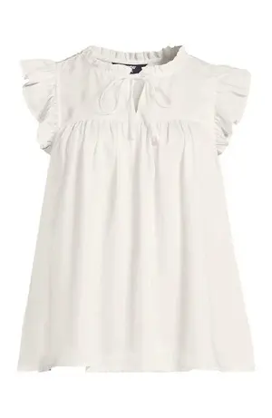 LANDS' END Split Neck Satin Ruffle Blouse