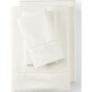 LANDS' END 700 Thread Count Luxe Sateen Egyptian Cotton No Iron Bed Sheet Set - Ivory