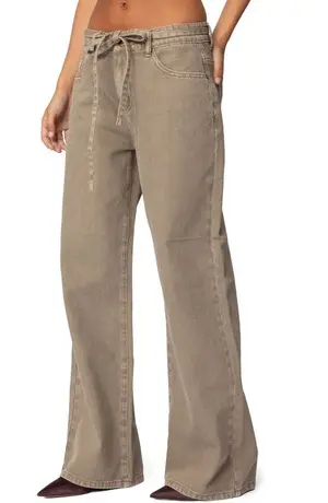EDIKTED Hudson Oversize Tie Belt Wide Leg Jeans