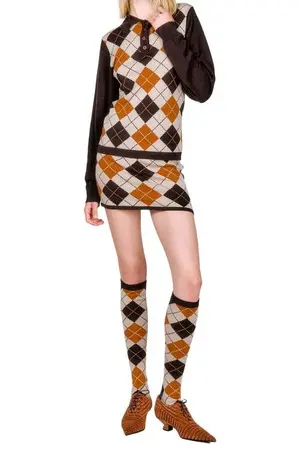 Anna Sui Argyle Knit Mini Skirt