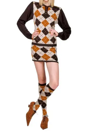 Anna Sui Argyle Knit Mini Skirt