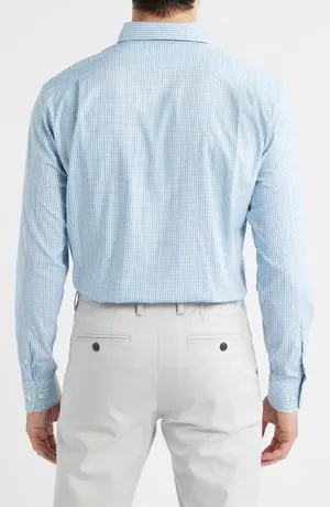 Johnnie-o Koby Gingham Performance Button-down Shirt - Haze