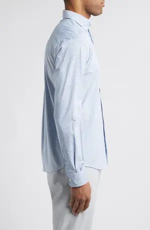 Johnnie-o Koby Gingham Performance Button-down Shirt - Navy