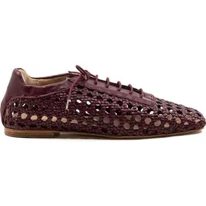 ANDREA GOMEZ Antonia Woven Leather Flat - Burgundy