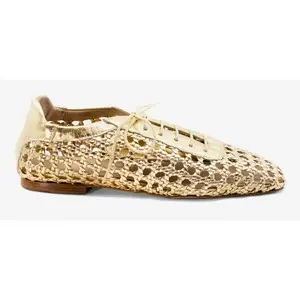 ANDREA GOMEZ Antonia Woven Leather Flat - Gold