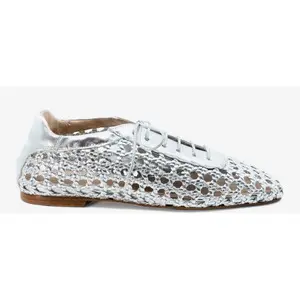 ANDREA GOMEZ Antonia Woven Leather Flat - Silver
