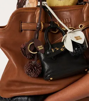 Miu Miu Leather Keyring - Brown