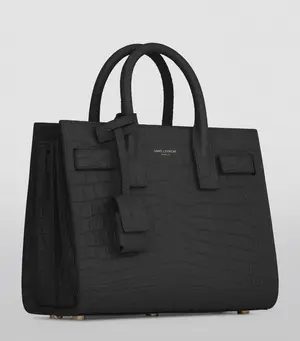Saint Laurent Nano Sac De Jour Croc-embossed Tote Bag - Black
