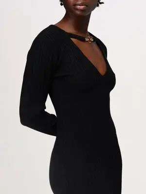 Just Cavalli Long Sleeve V-neck Midi Dress With Embellishment
