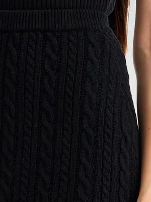 Alessandra Rich Ribbed Knit Midi Skirt