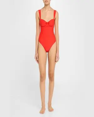 Simkhai Kyle Bustier One-piece Swimsuit - Fiery Red
