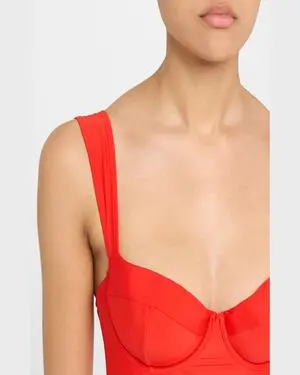 Simkhai Kyle Bustier One-piece Swimsuit - Fiery Red
