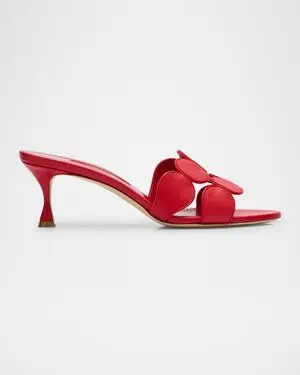 Manolo Blahnik Haribalmu Leather Slide Sandals - Red