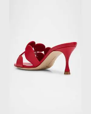 Manolo Blahnik Haribalmu Leather Slide Sandals - Red