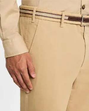 Canali Straight Fit Flat-front Pants - Tan
