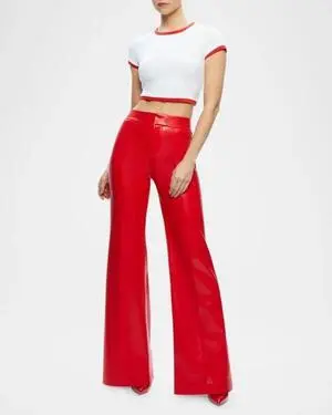 Alice + Olivia Dylan High-rise Vegan Leather Pants - Bright Ruby