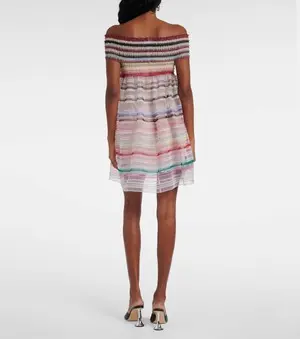 SUSAN FANG Striped Off-shoulder Minidress