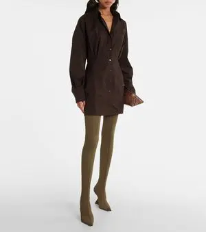 Attico Cotton-blend Shirt Dress - Brown
