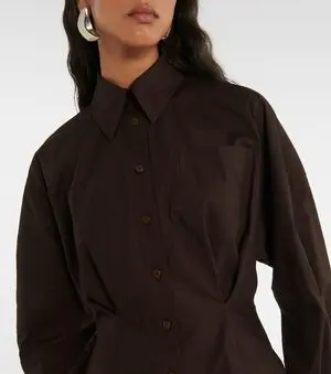 Attico Cotton-blend Shirt Dress - Brown