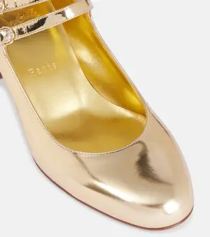 CHRISTIAN LOUBOUTIN Miss Jane Mirrored Leather Mary Jane Pumps - Gold